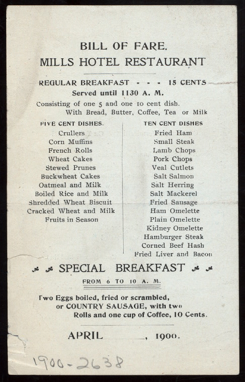 On the Menu at Mills House - Village Preservation