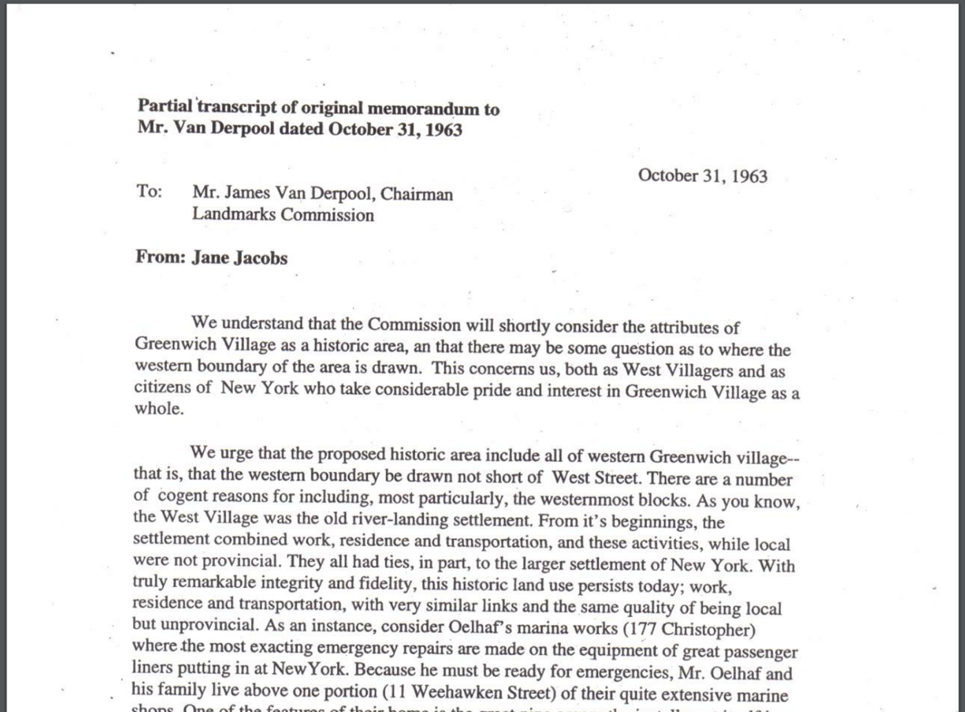 Continuing the Work of Jane Jacobs - Village Preservation