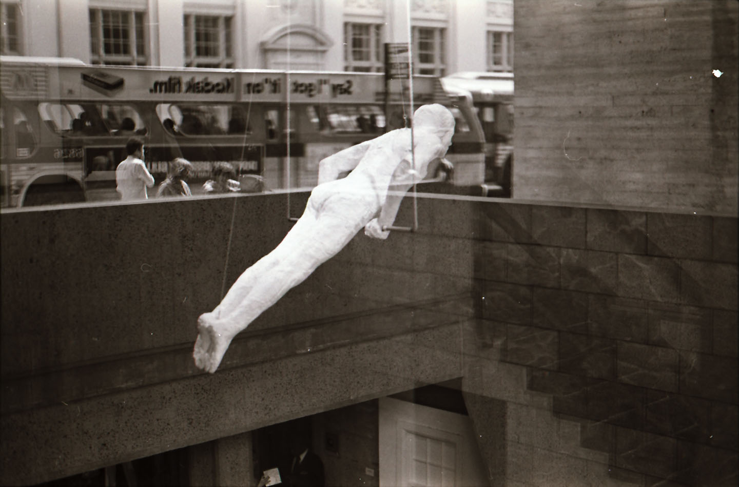 Trapeze sculpture MOMA window - Village Preservation