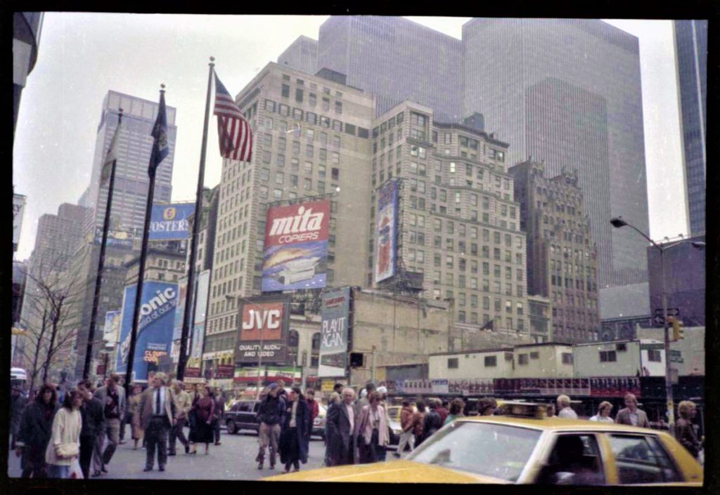 Times Square construction, looking northeast from the NW corner of 45th ...