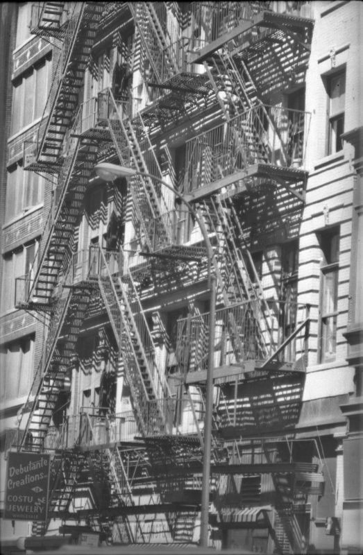 Loft fire escapes at (left to right) 17, 19, 21, and 23 East 17th ...