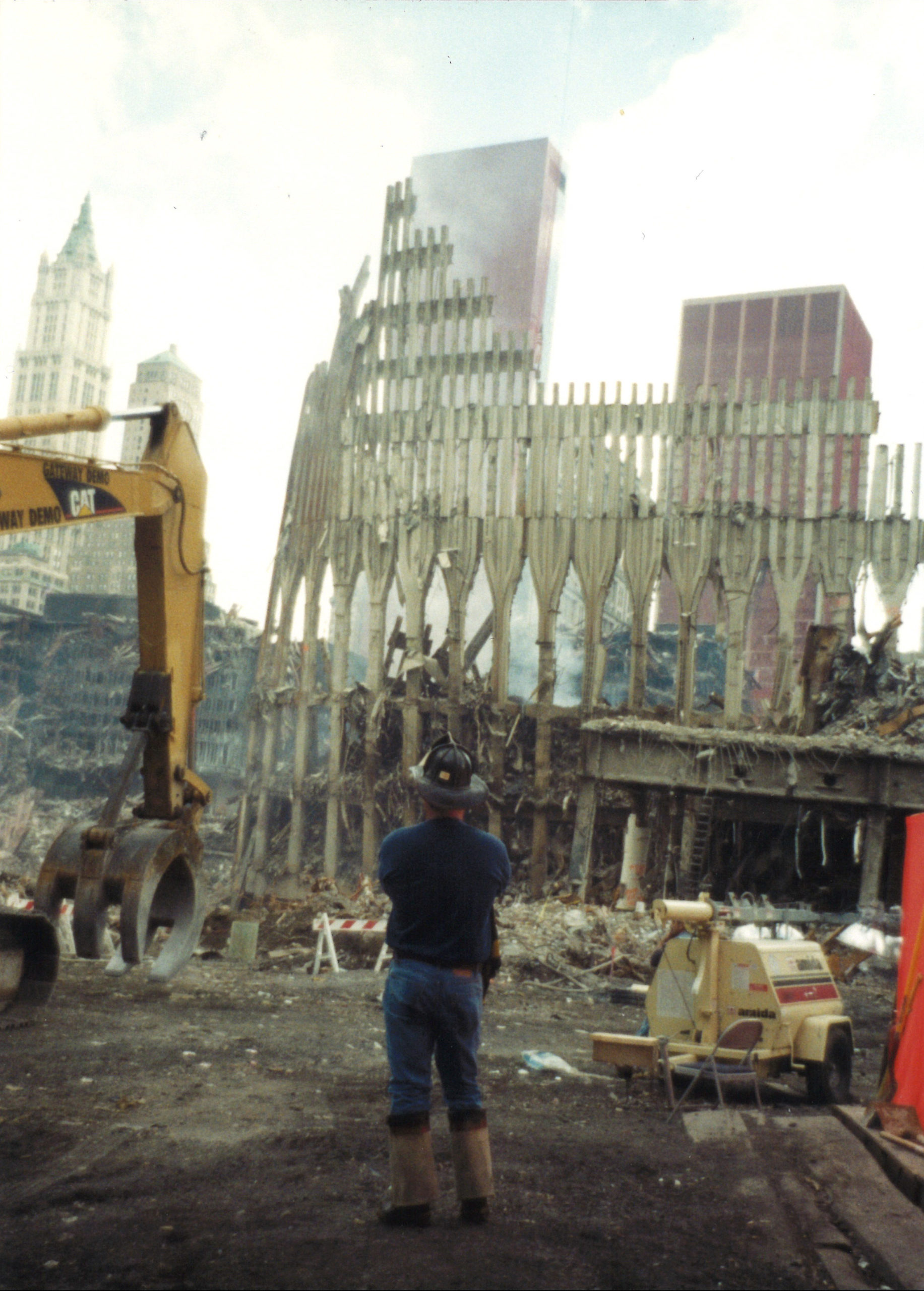 FDNY looking East towards at Ground Zero with 5 WTC and Woolworth ...