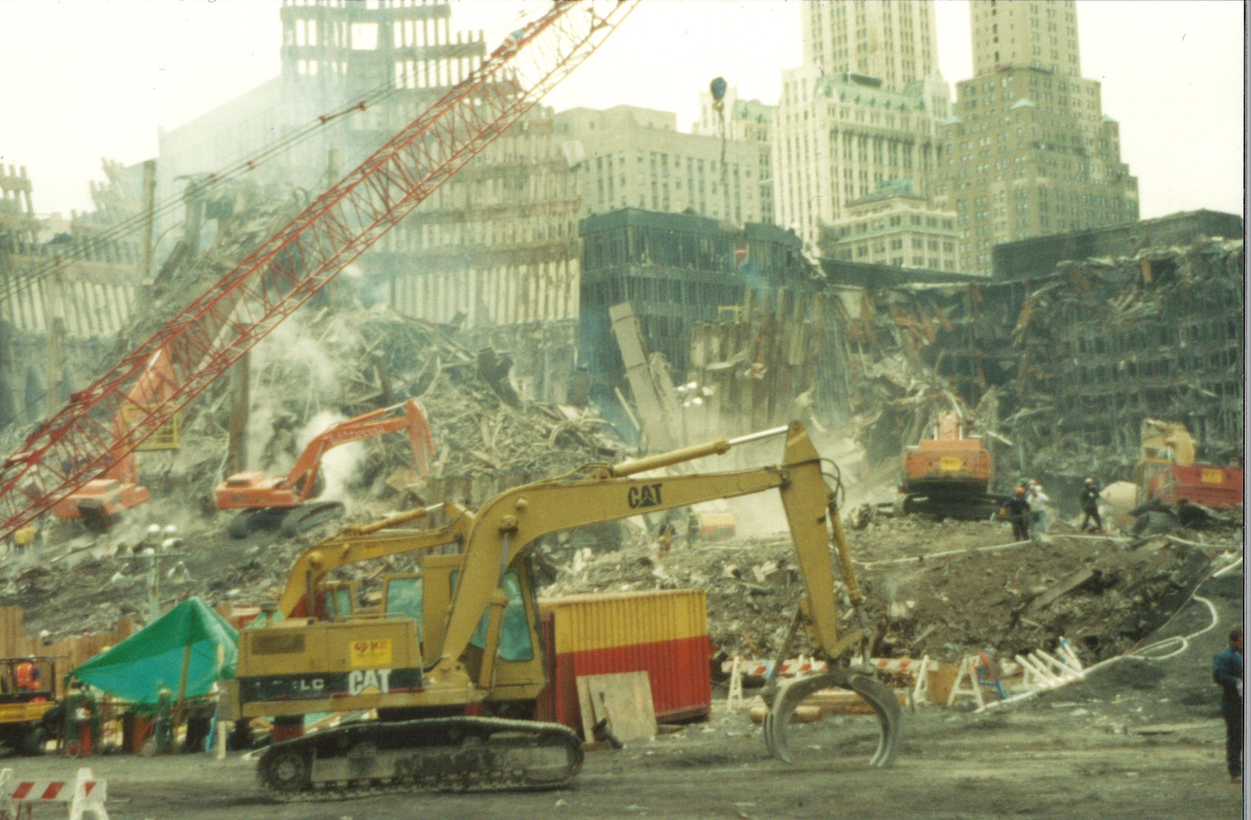 Ground Zero looking east towards destroyed 5 WTC (130 Liberty Street ...