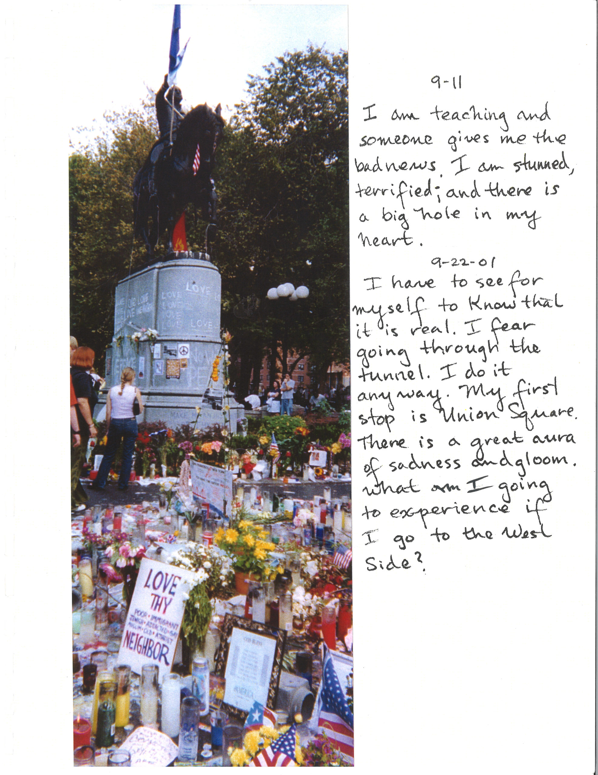 A Reflection on 9/11 the Day of and Eleven Days Later Beside a Photo of ...