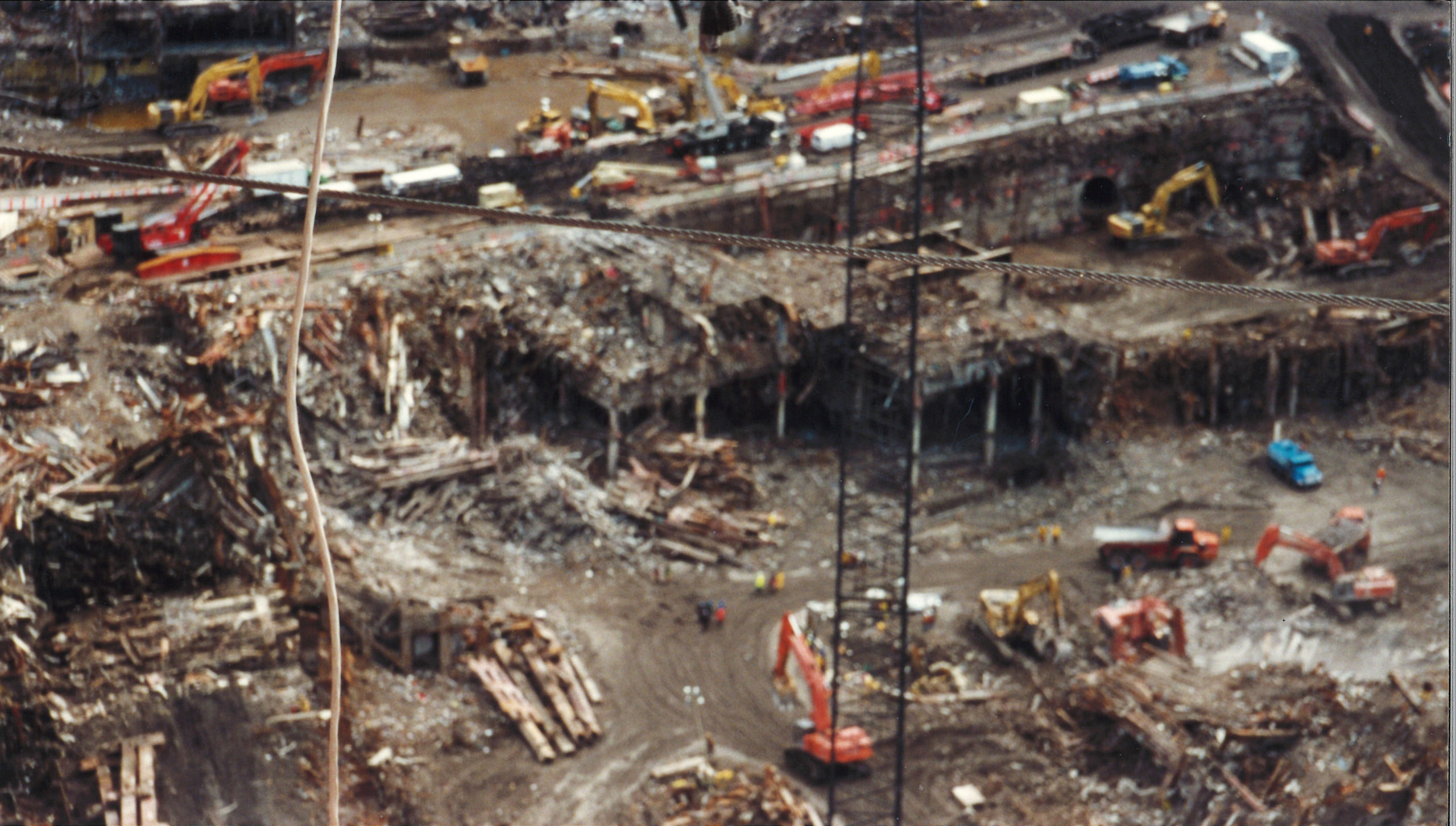 Aerial shot of work at ground zero - Village Preservation