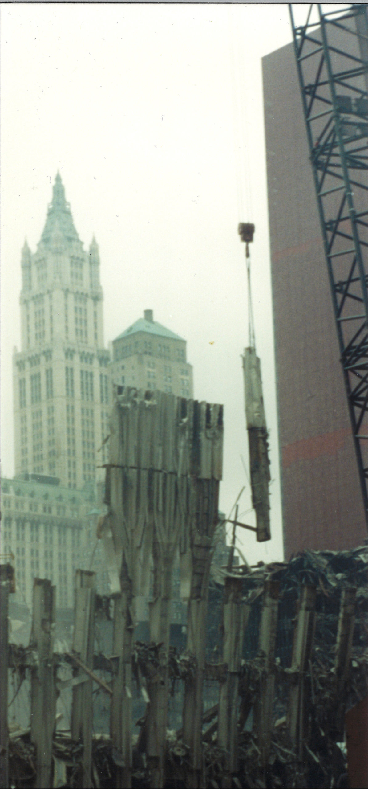 Crane Moving Steel from the Exoskeleton of the WTC with the Woolworth ...