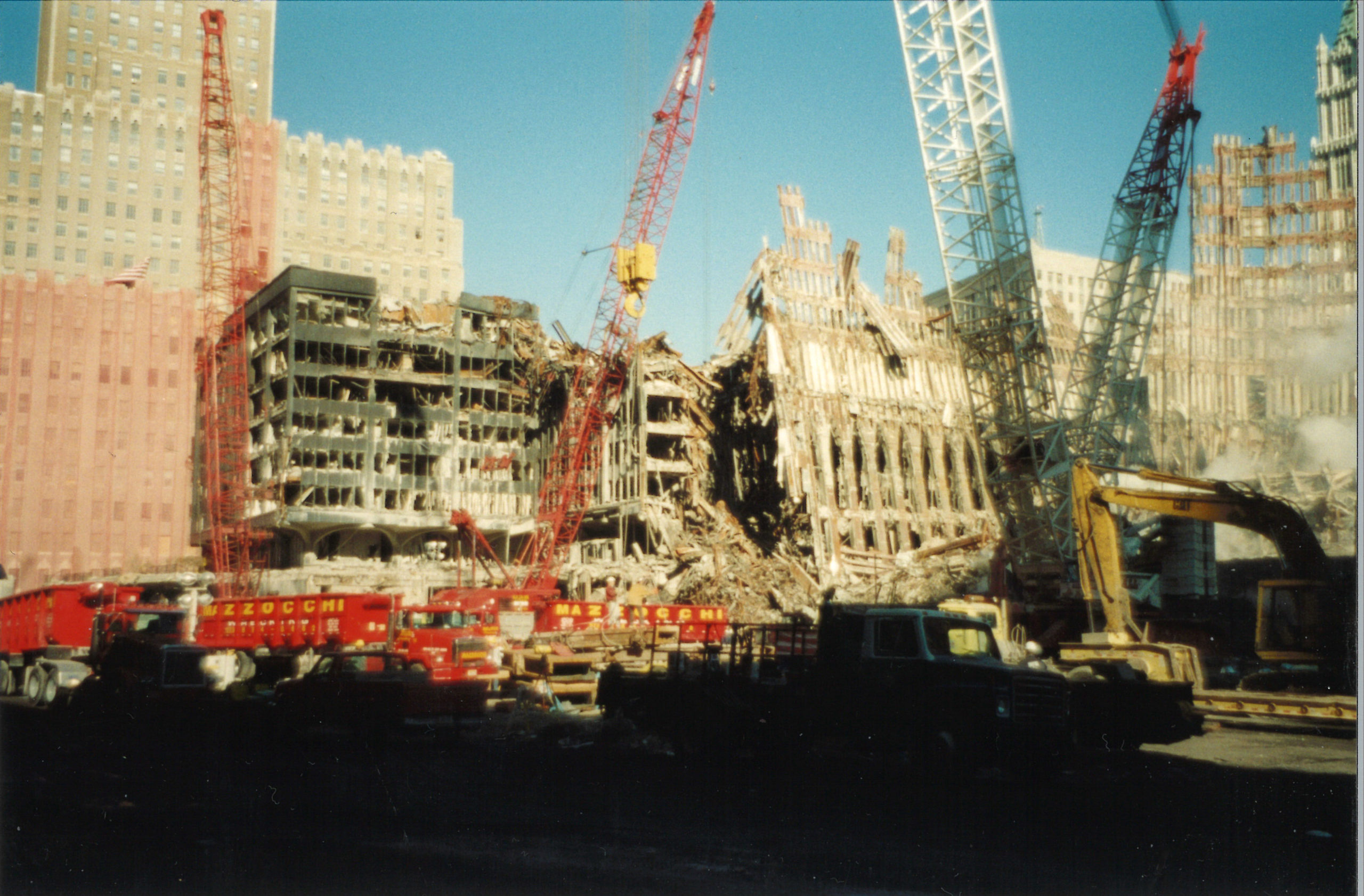 Cranes Working on Destroyed WTC5 - Village Preservation