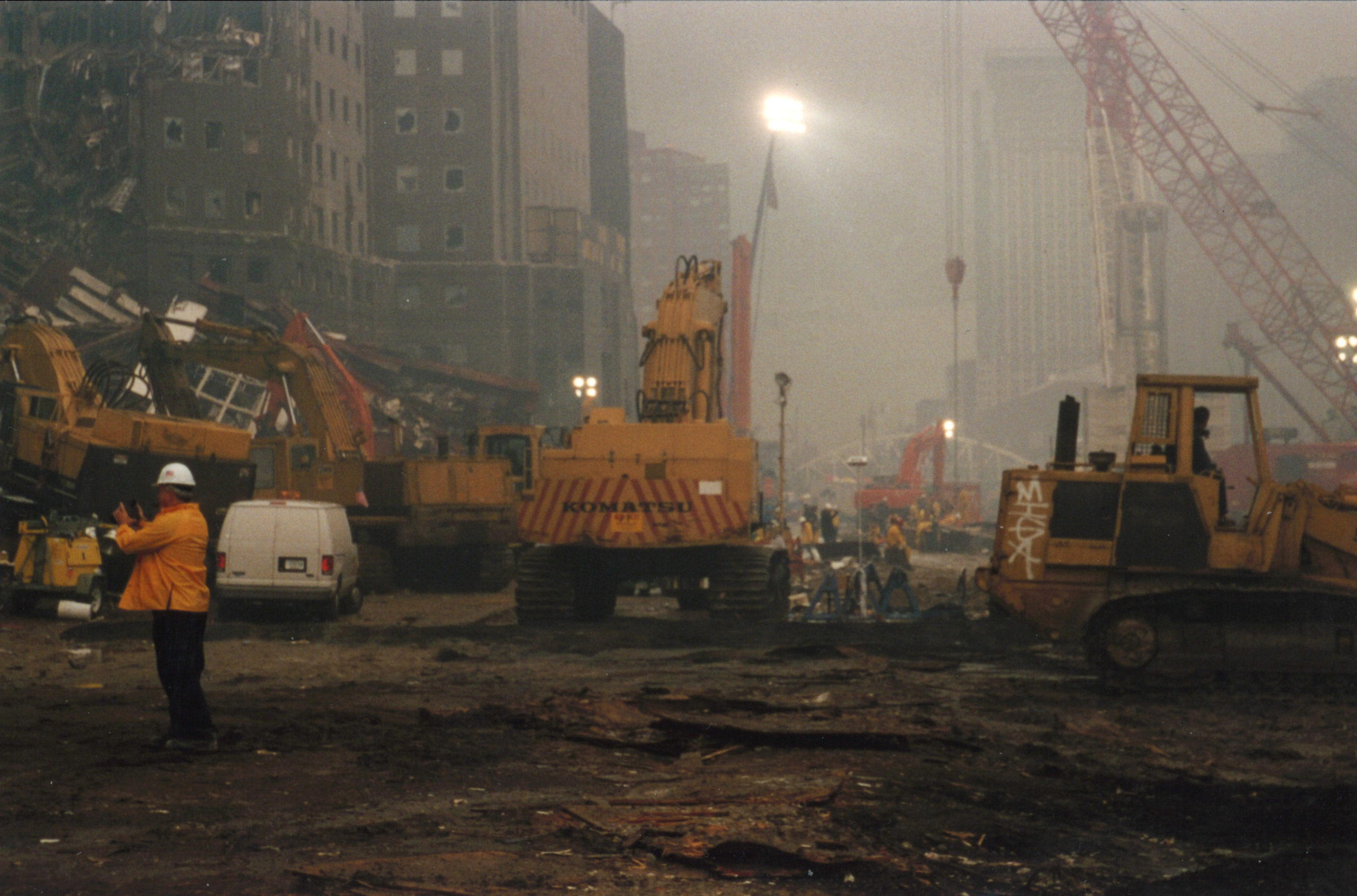 Haze over Ground Zero looking north up West Street - Village Preservation