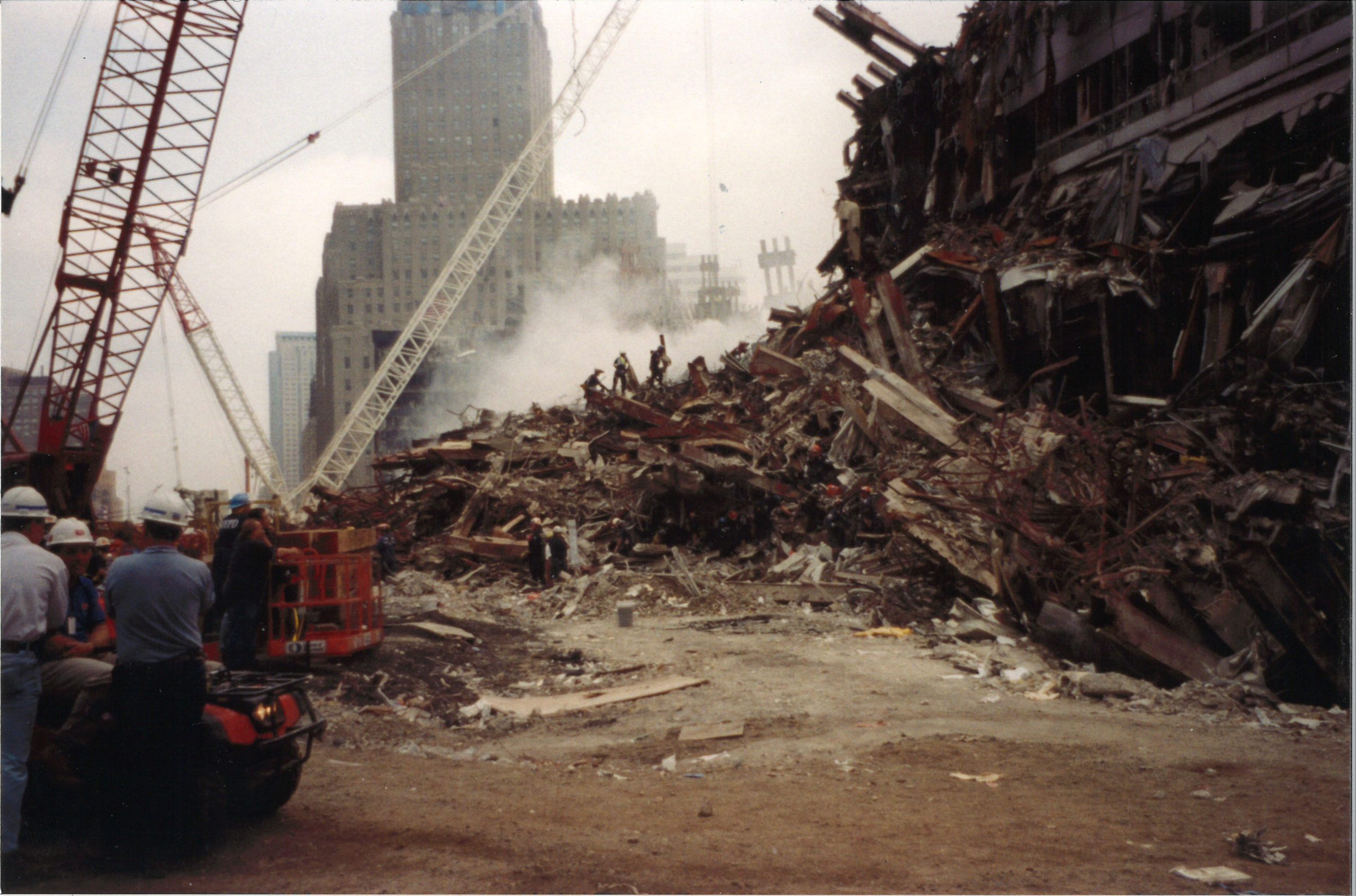Looking North on West Street at Ground Zero towards 140 Liberty Street ...