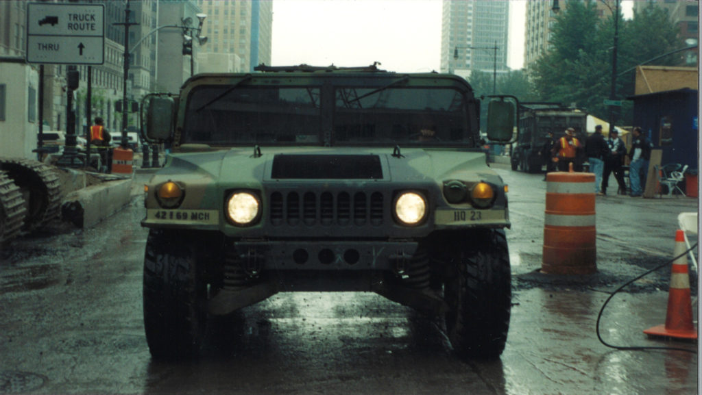 Military Humvee in the Rain - Village Preservation