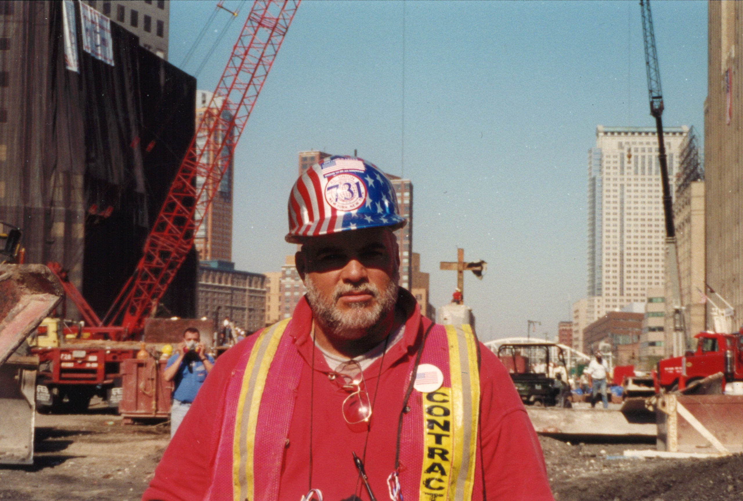 Photo of an Unknown Local 731 Worker in front of the Cross at Ground ...