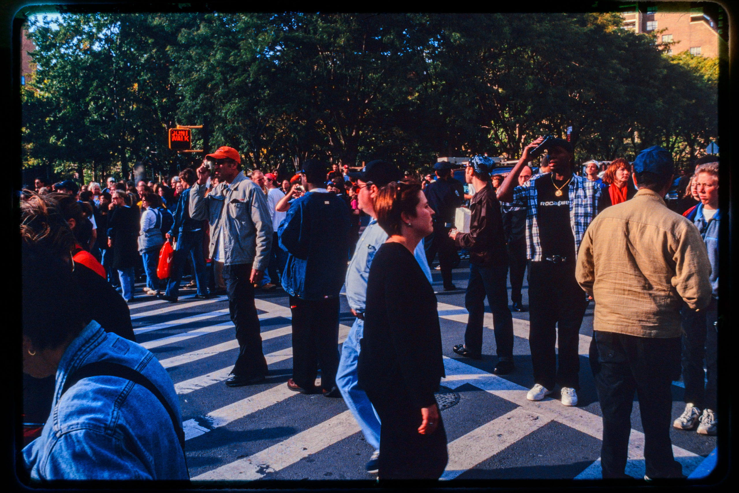 Onlookers Stand In the Street at the corner of Chambers and Greenwich ...