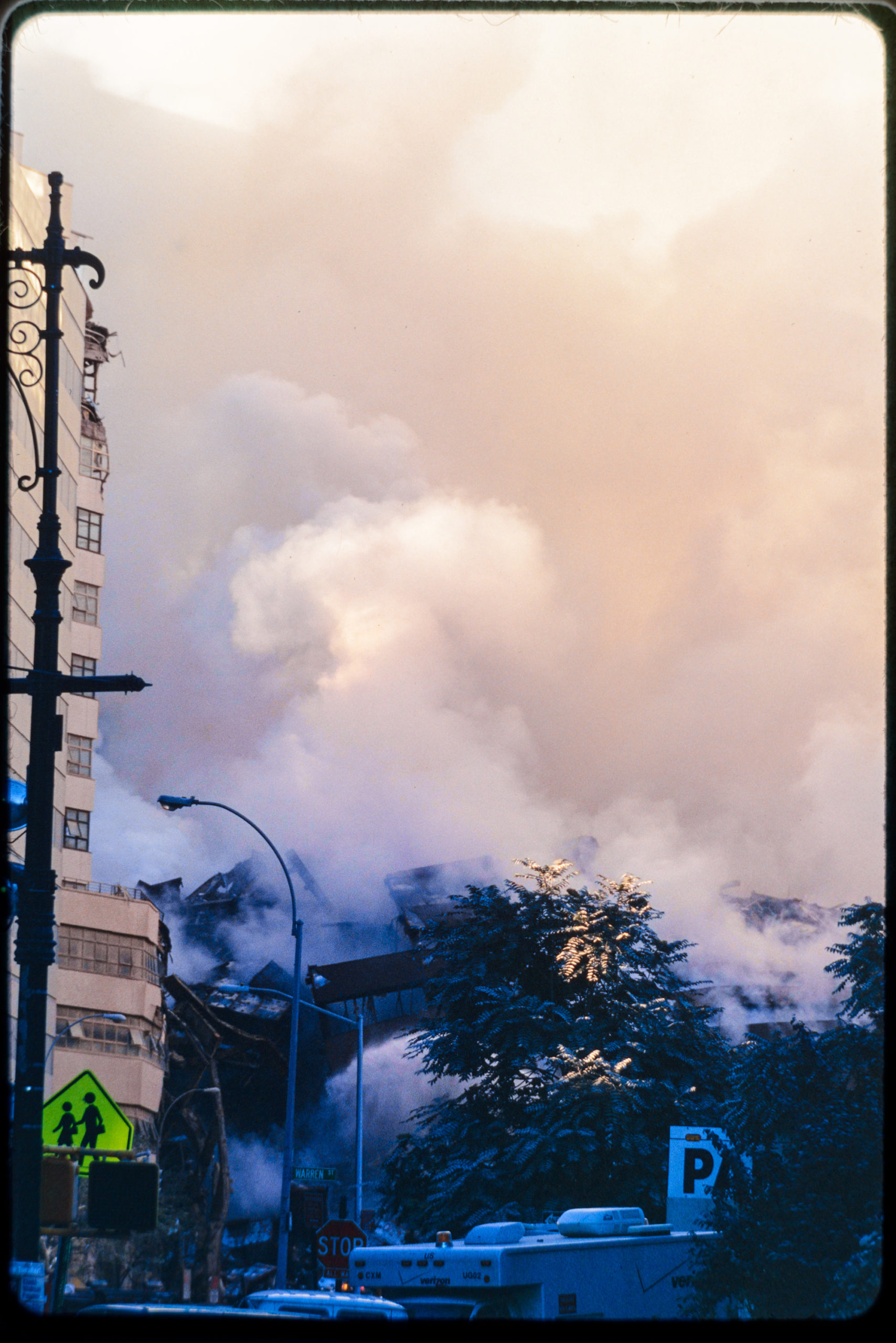Smoke After Attack on 911 Over a Parking Lot on Greenwich Street ...