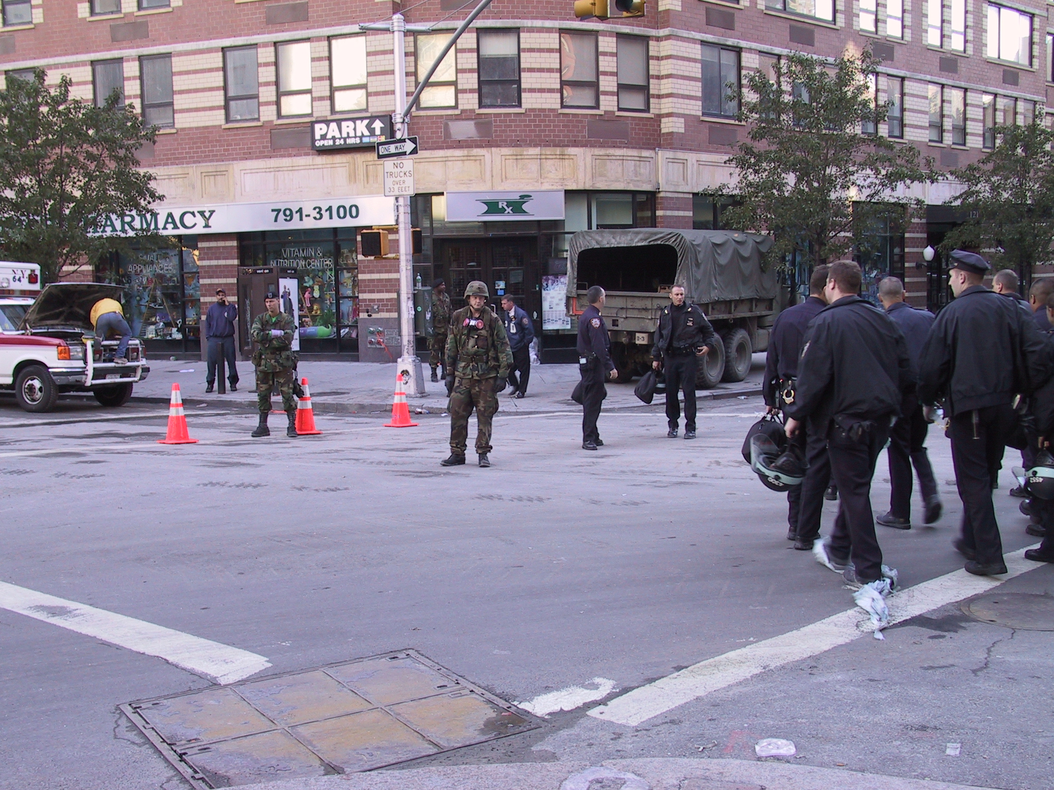 Roadblock with Police and the Army at the Corner of Hudson and Reade ...