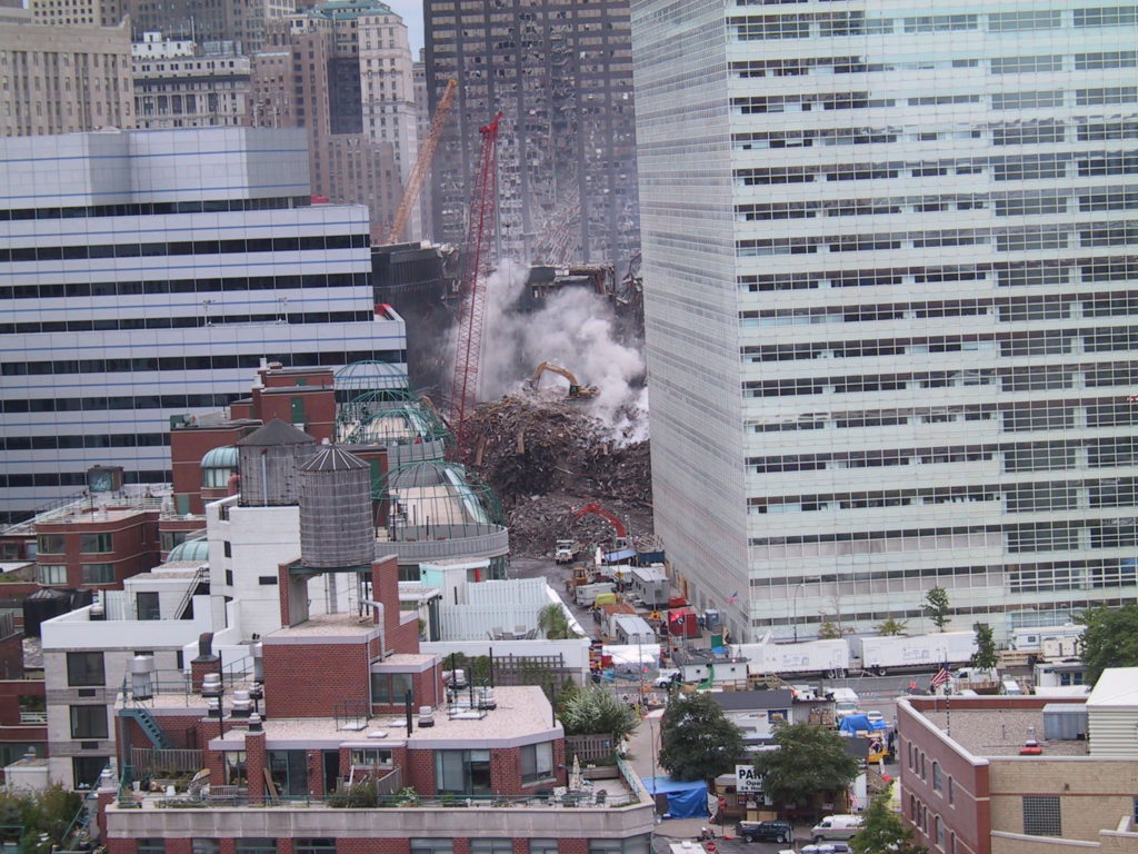 Aerial View from 335 Greenwich Street of Crane and Digger Working on ...