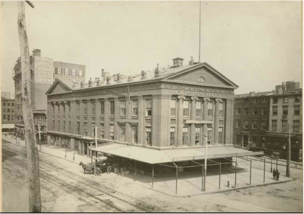 Clinton Hall, Lafayette St and Astor Place, 1891 - Village Preservation