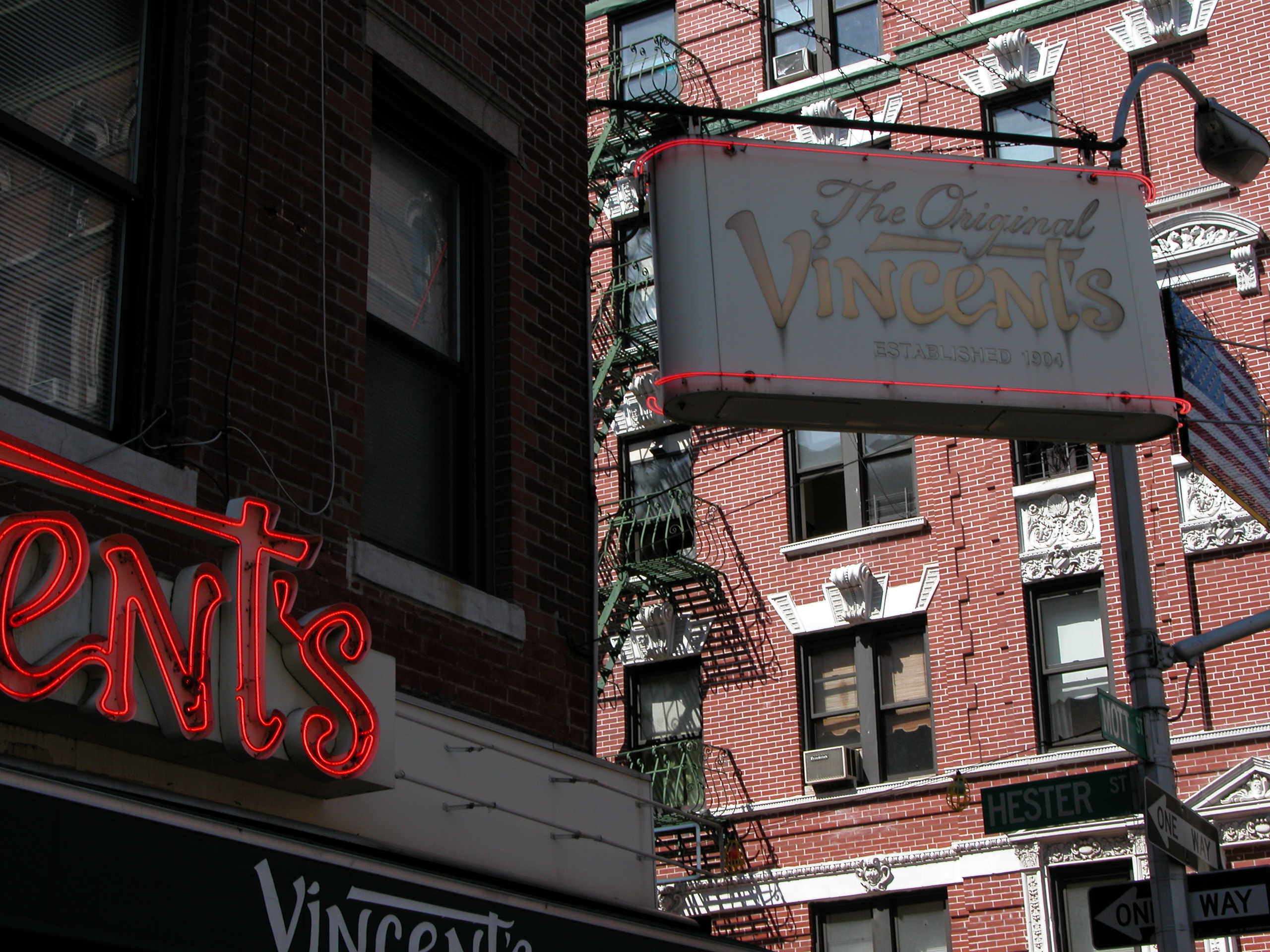 The Original Vincent’s Neon Sign Established 1904, 119 Mott Street ...