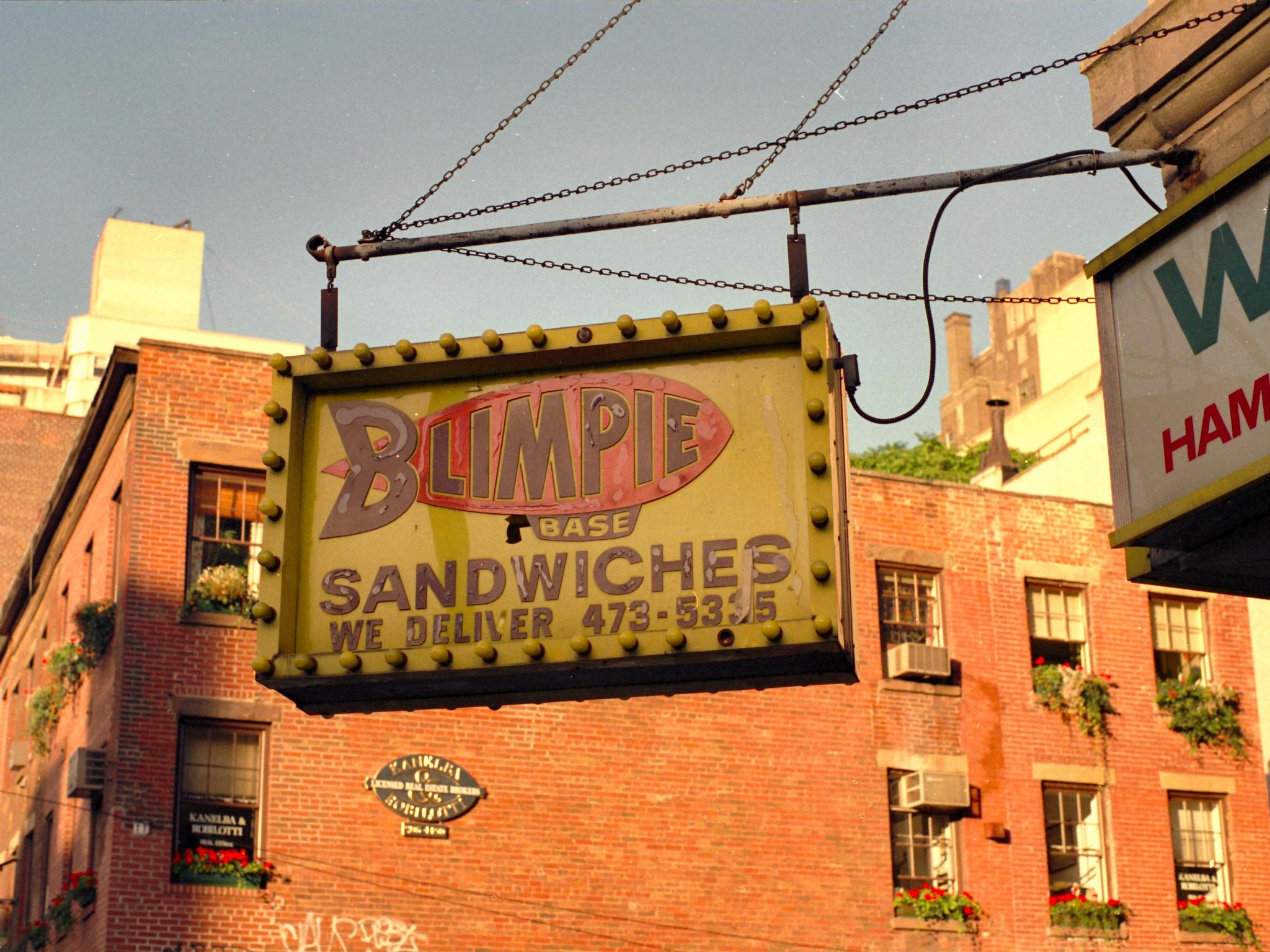 Blimpie sign, SE corner of West 11th Street and 6th Avenue, November 23 ...