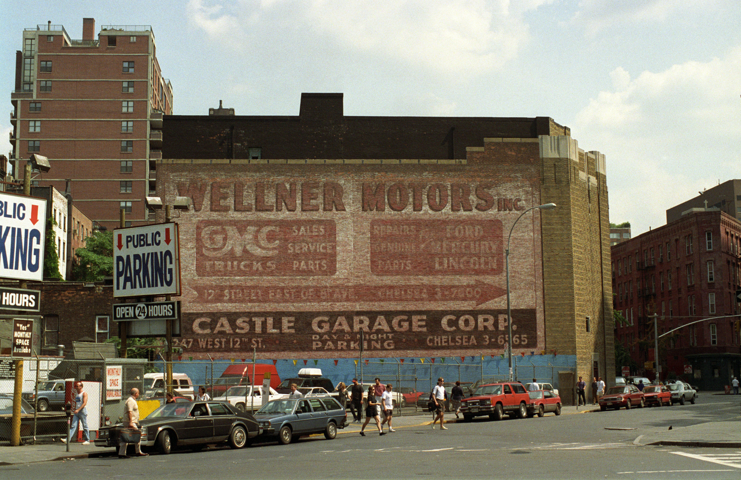 Ghost sign on side of MTA West 13th Street Substation facing parking ...