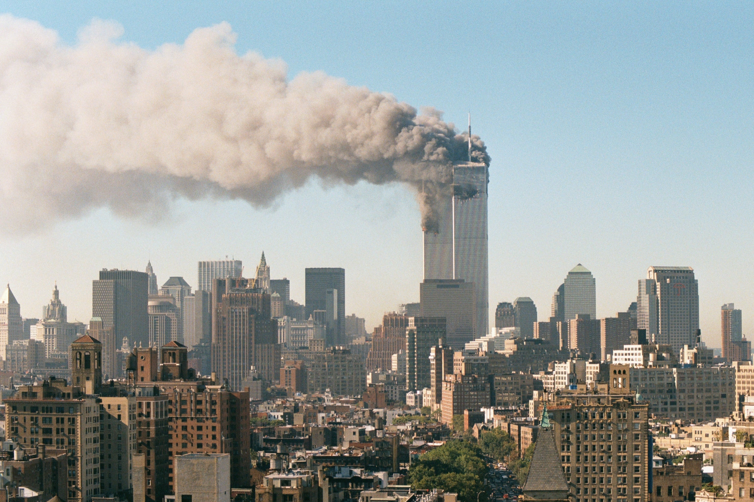Smoke coming from World Trade Center, as seen from 6th Ave & 12th ...