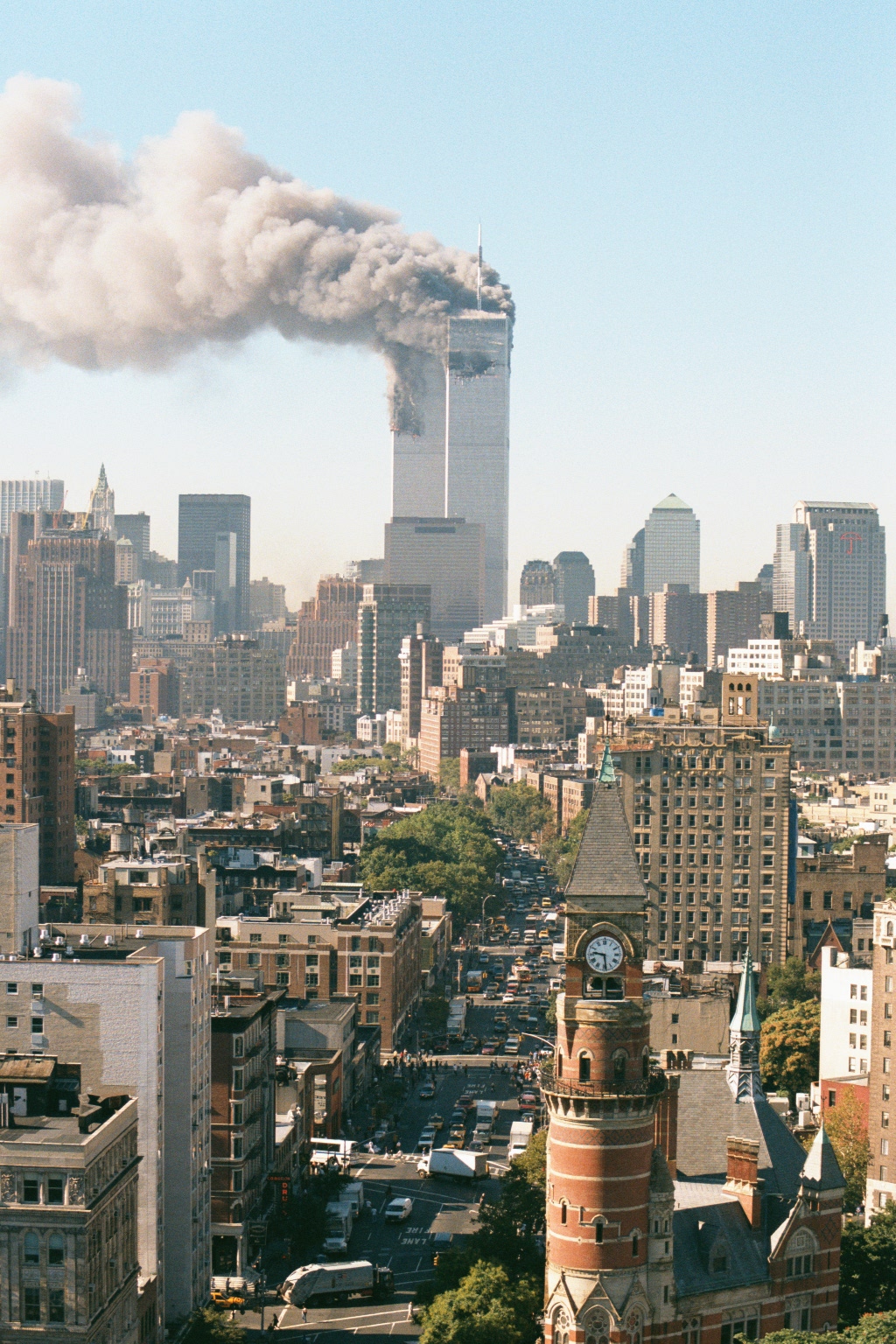Smoke coming from World Trade Center, as seen from 6th Ave & 12th ...