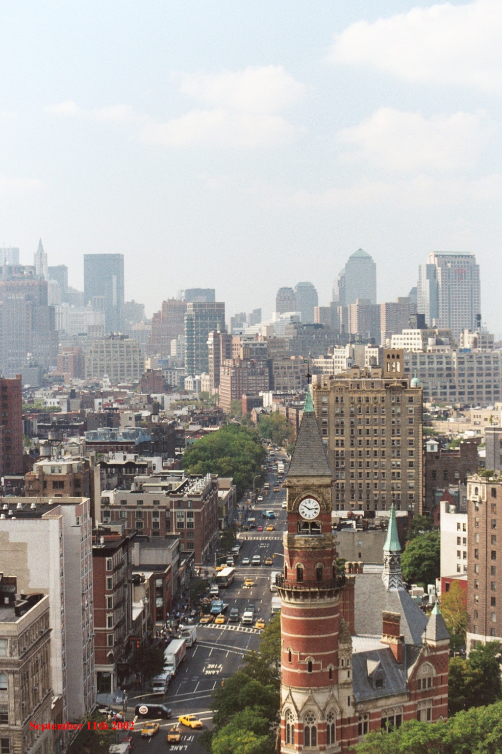View of Lower Manhattan from 6th Ave & 12th Street on the first anniversary of 9/11 - Village ...