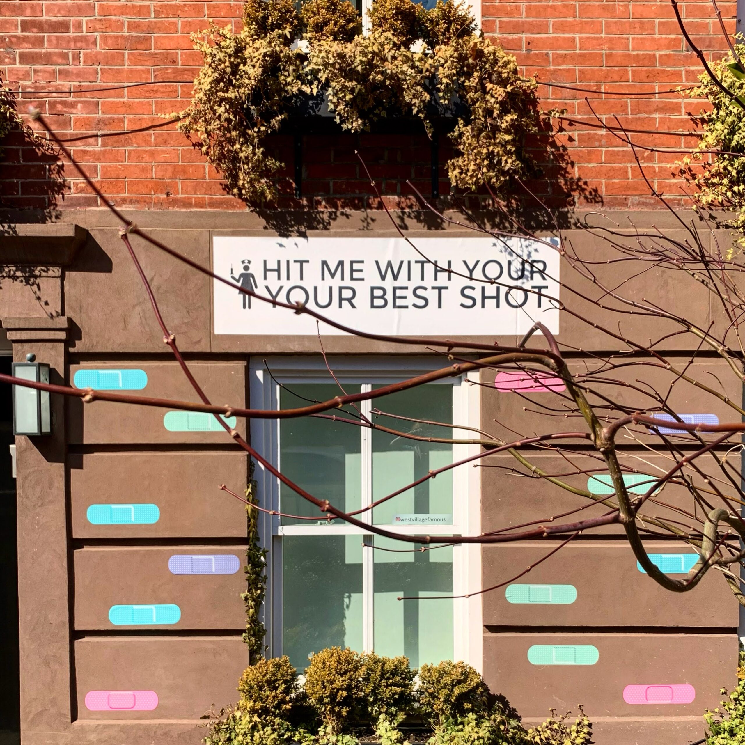 “Hit Me With Your Best Shot,” Pro-Vaccination Sign - Village Preservation