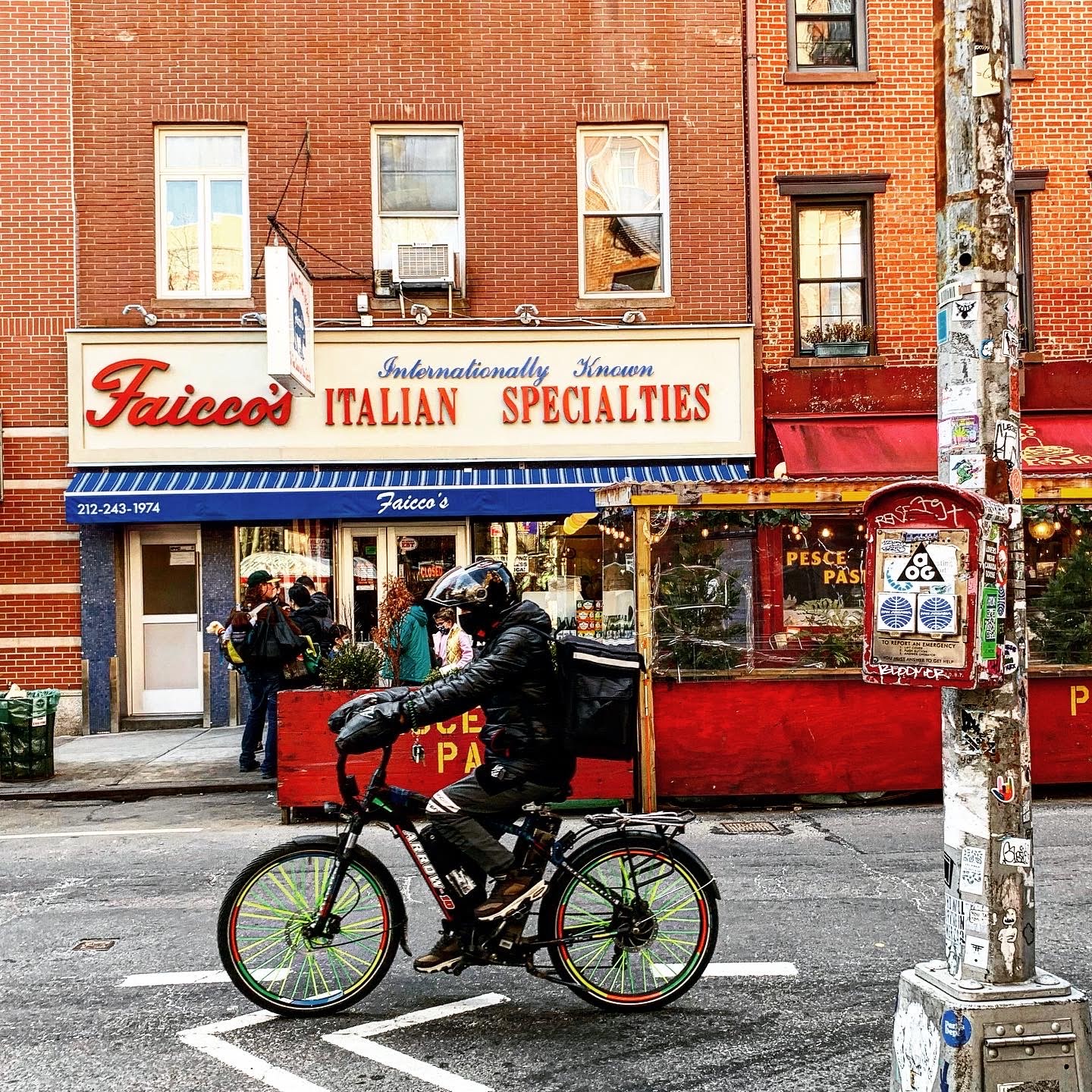 Masked Motorcyclists and Patrons Outside Faicco’s, 260 Bleecker Street ...