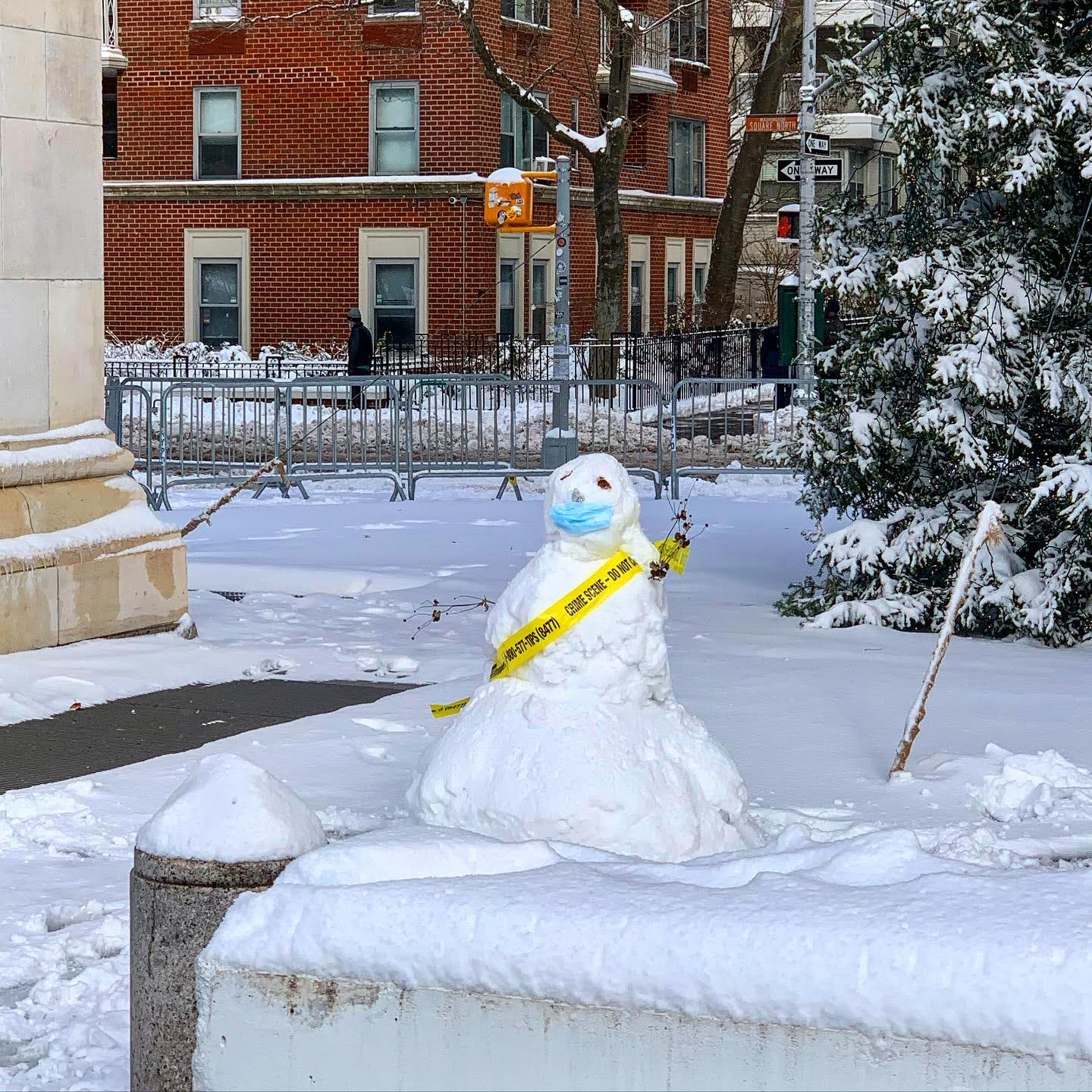 Masked Snowman in Washington Square - Village Preservation
