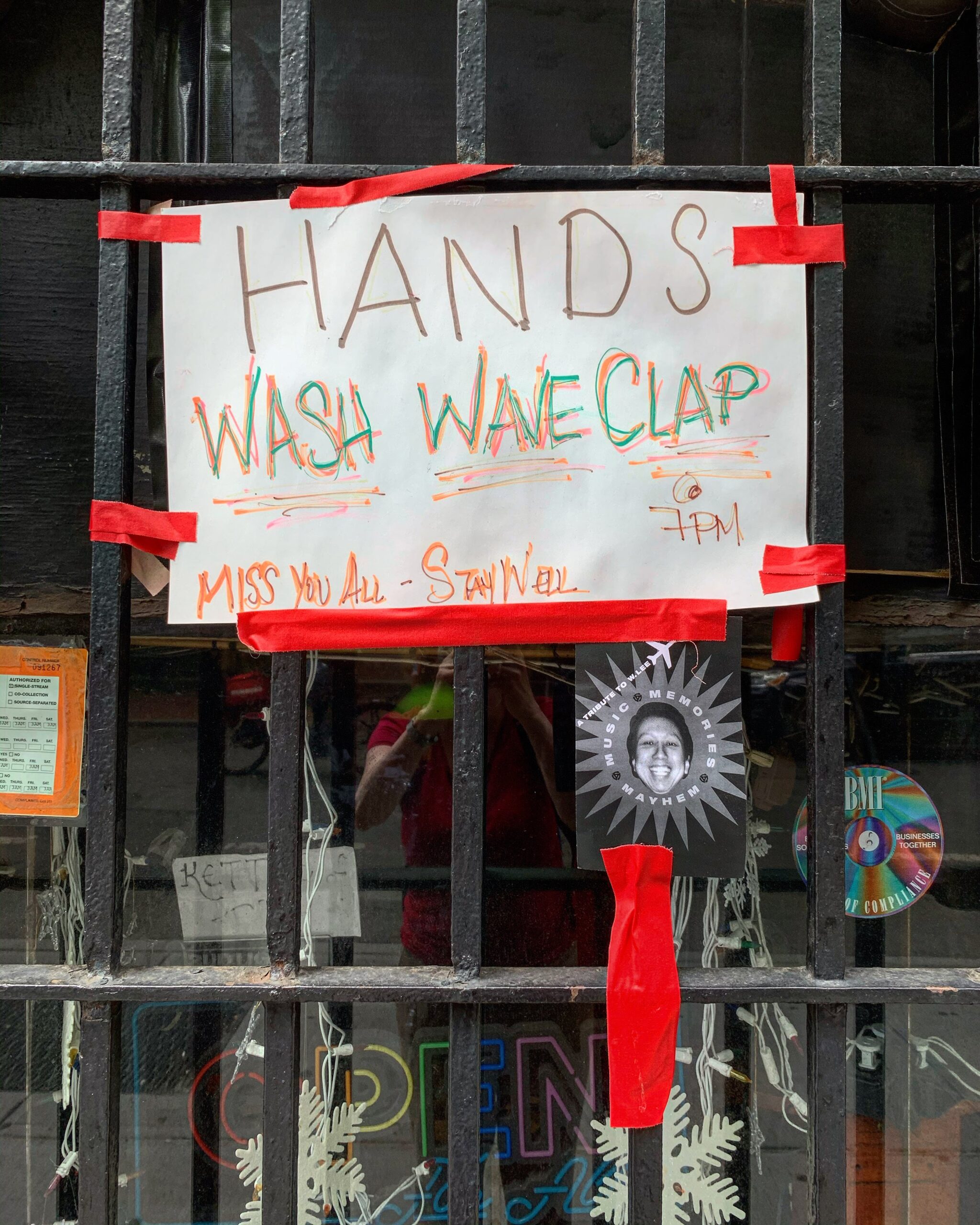 Shuttered Business and “Hands — Wash, Wave, Clap” Sign - Village ...