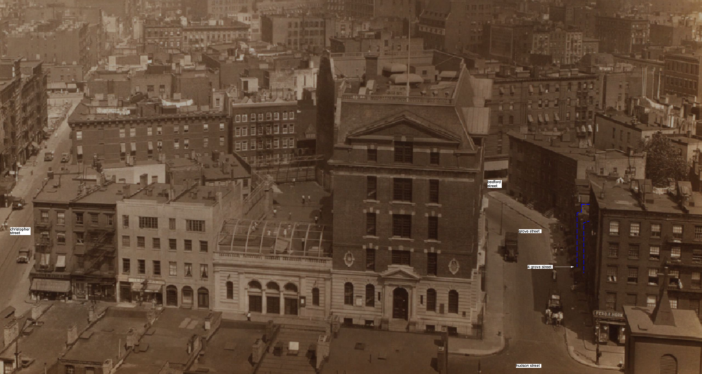 Aerial view of Hudson Street between Christopher Streets and Grove ...