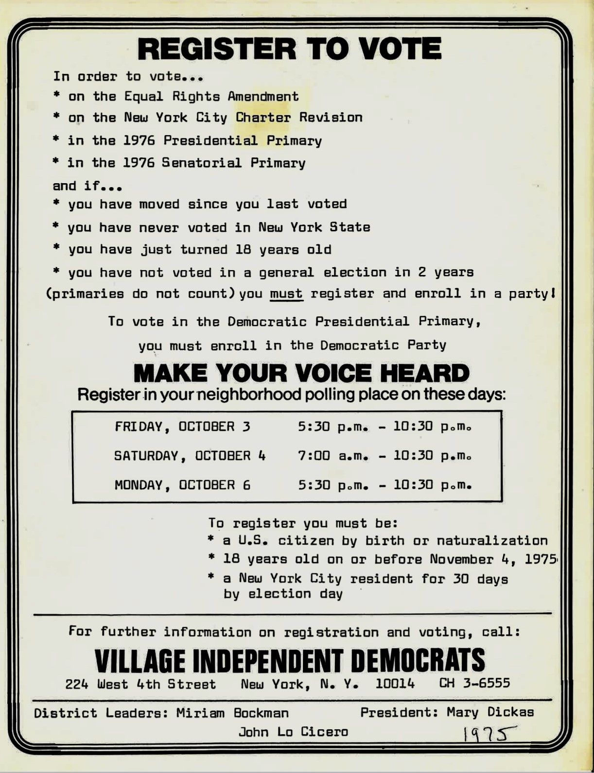 Village Independent Democrats Collection: 1970-1979 - Village Preservation