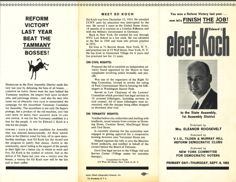 Mayor Ed Koch: New Yorker, Villager & Straphanger - Village Preservation