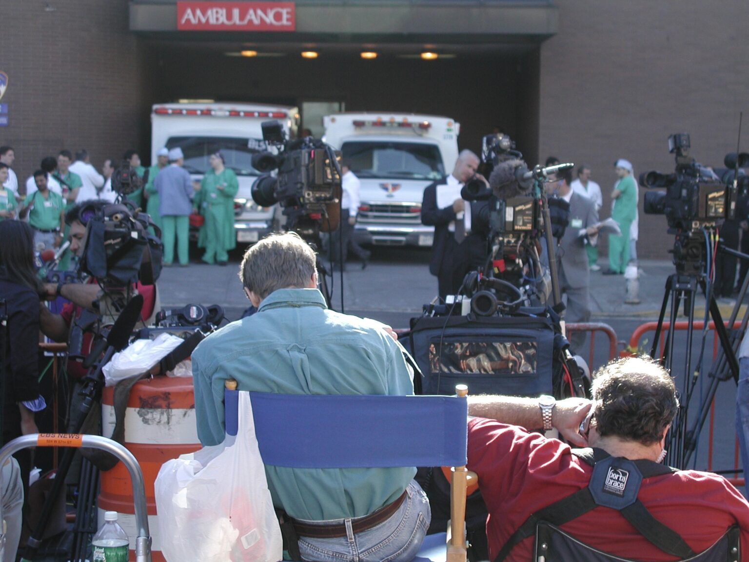 News crew filming doctors and emergency personnel at St. Vincent’s ...