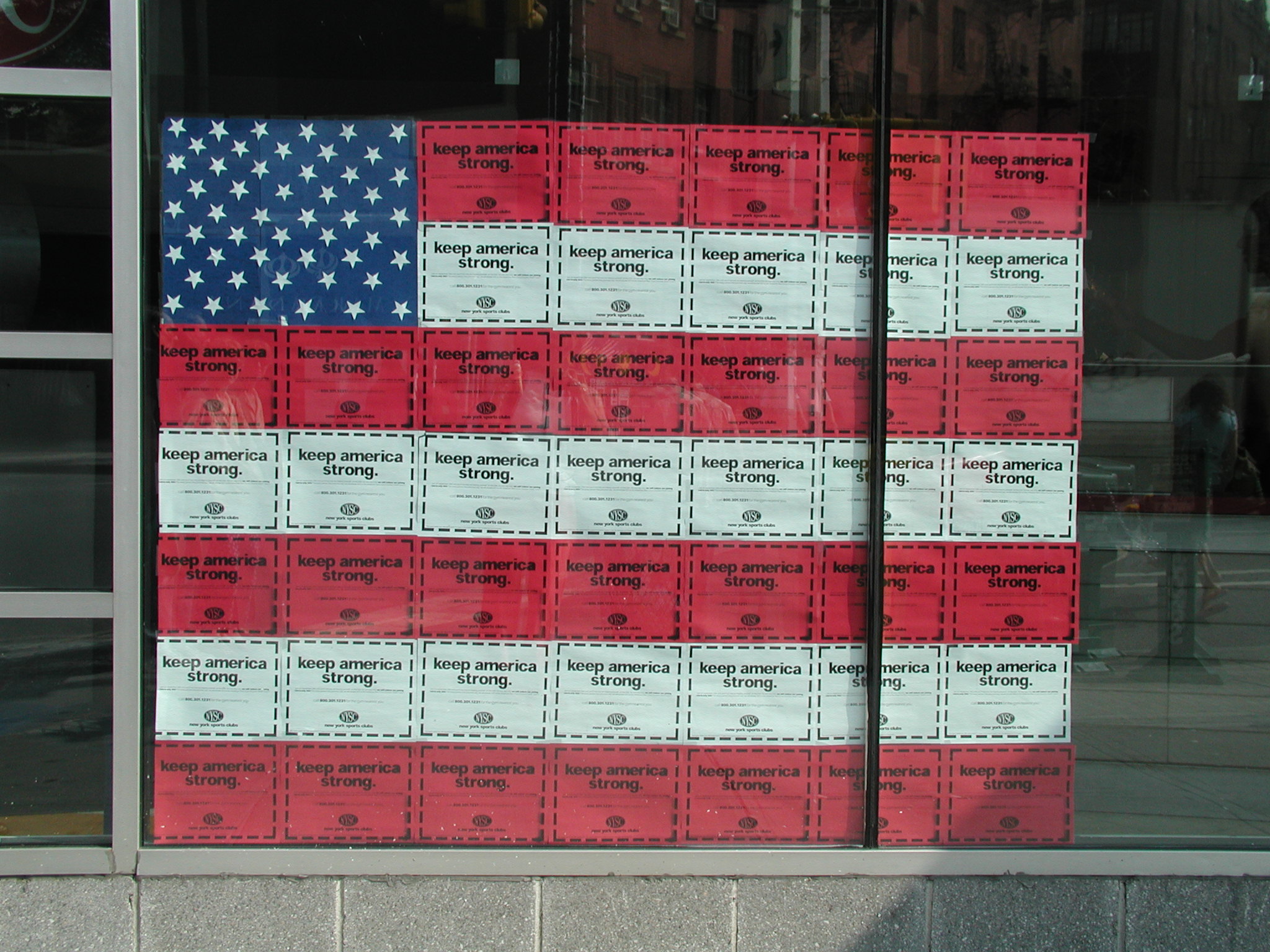 “Keep America Strong” American flag poster at New York Sports Club, 125 ...