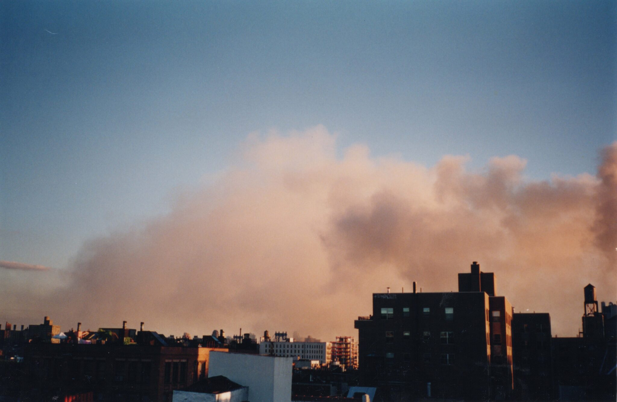 View from 39 Bond Street, sunset, September 11 or 12 - Village Preservation
