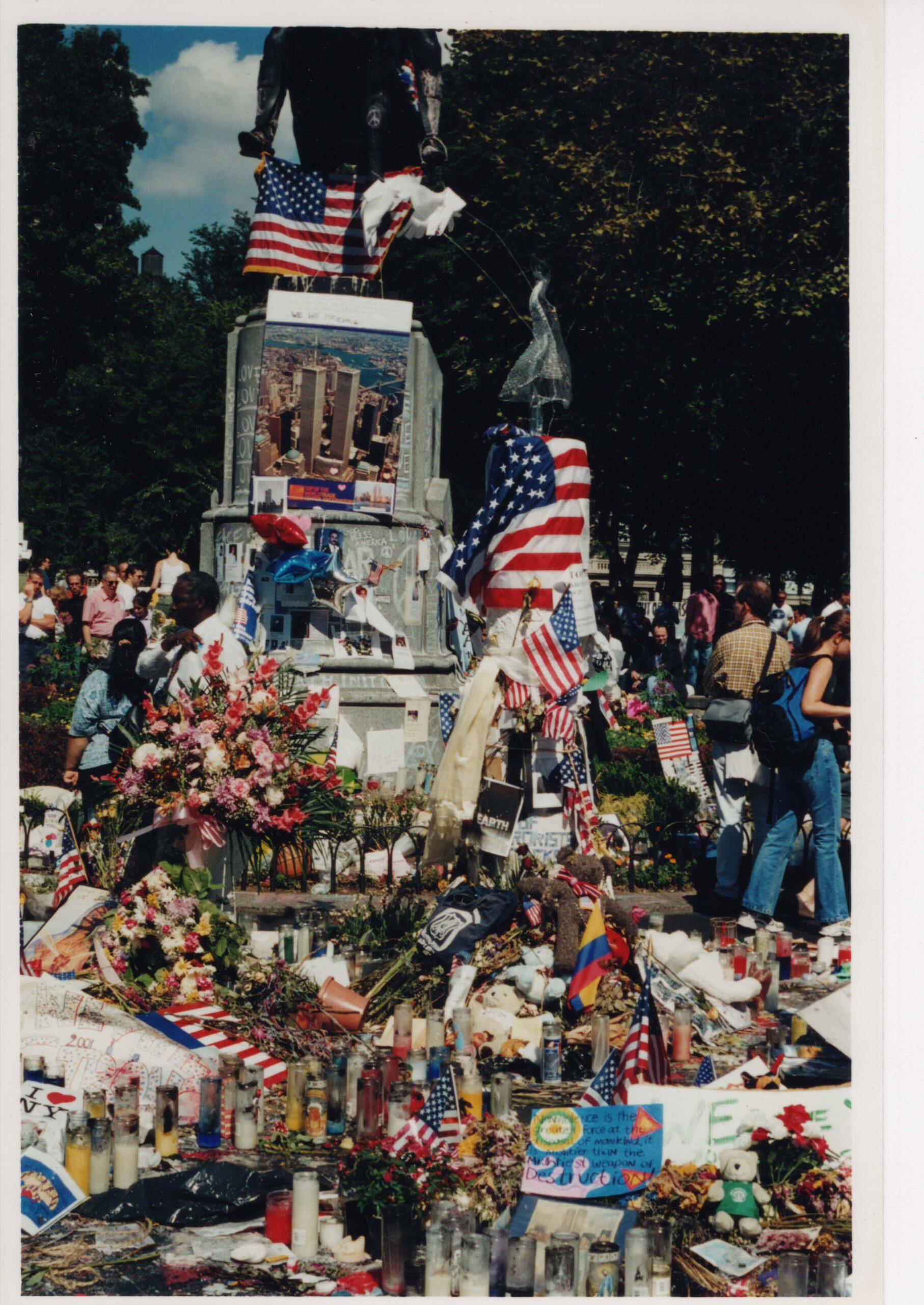 Union Square, memorial offerings at the foot of the podium of the ...